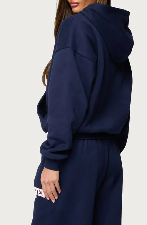 EDIKTED Logo Oversize Fleece Hoodie - Navy