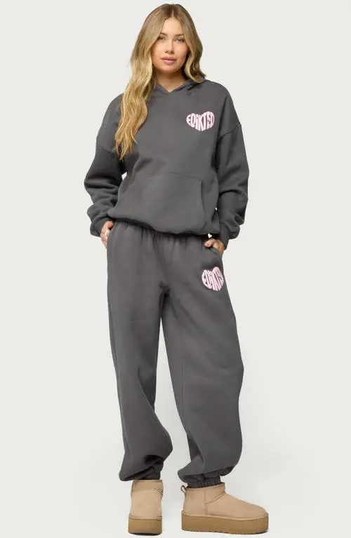 EDIKTED Fleece Logo Graphic Hoodie - Dark-gray