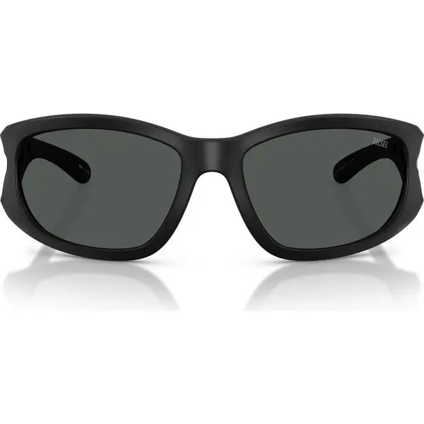 DIESEL® Rectangle Sunglasses - Black Matte/dark Grey