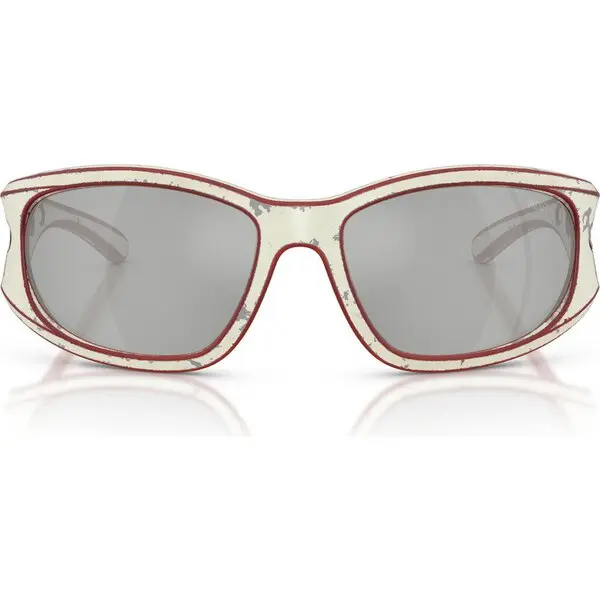 DIESEL® Rectangle Sunglasses - White Barrelling Red/silver