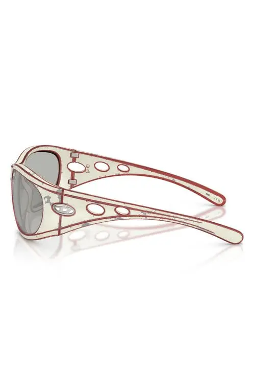 DIESEL® Rectangle Sunglasses - White Barrelling Red/silver