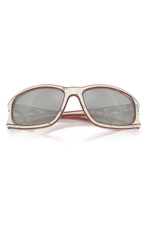 DIESEL® Rectangle Sunglasses - White Barrelling Red/silver