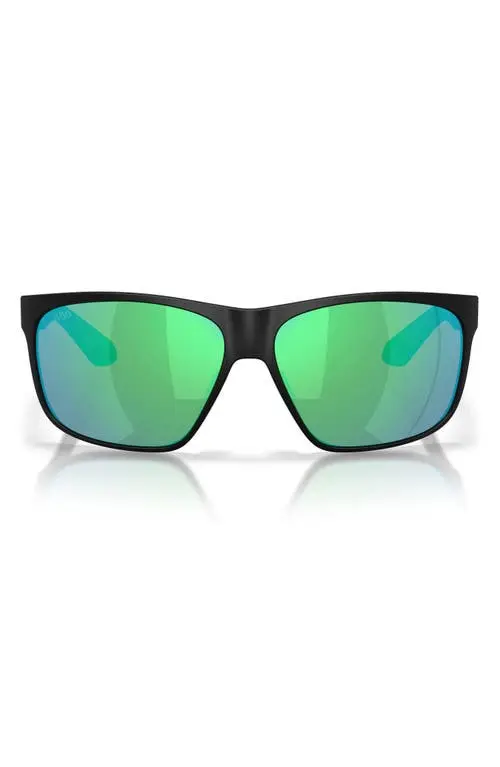 COSTA DEL MAR Trades 60mm Polarized Square Sunglasses - Black/green Mirror 580g