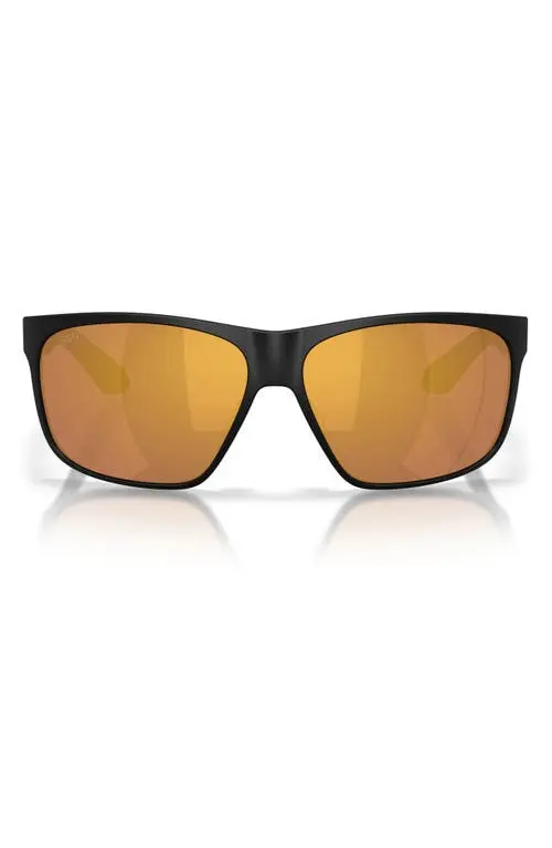 COSTA DEL MAR Trades 60mm Polarized Square Sunglasses - Matte Black/gold Mirror 580g