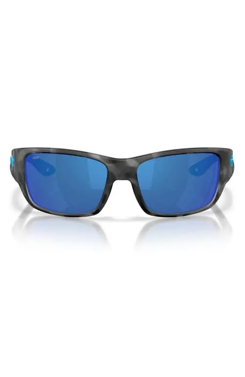COSTA DEL MAR Schoolie 56mm Polarized Mirrored Rectangle Sunglasses - Tiger Shark/blue