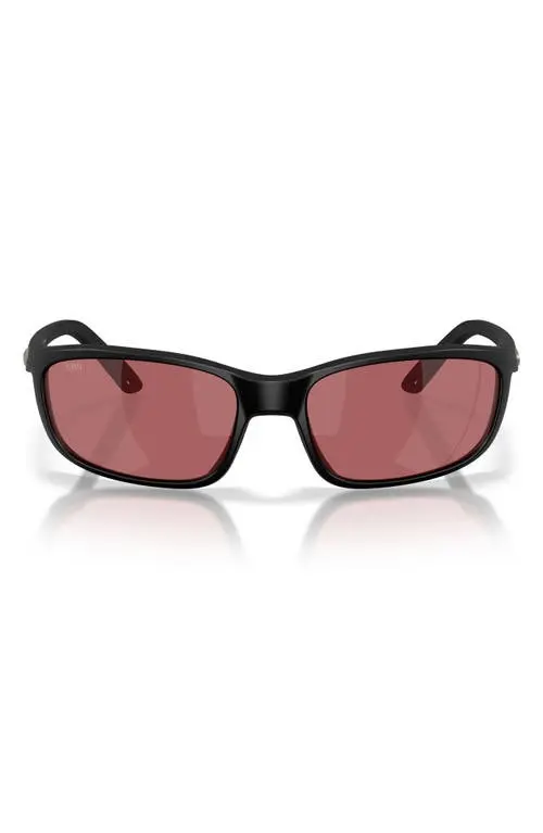 COSTA DEL MAR Brine Ii 59mm Polarized Rectangular Sunglasses - Matte Black/rose 580g