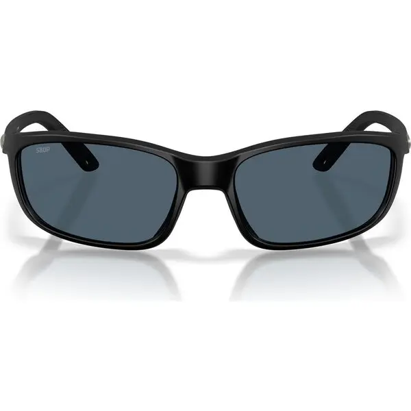 COSTA DEL MAR Brine Ii 59mm Polarized Rectangle Sunglasses - Matte Black/gray
