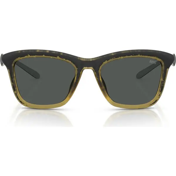 DIESEL® 53mm Square Sunglasses - Yellow Barr Metallic/grey