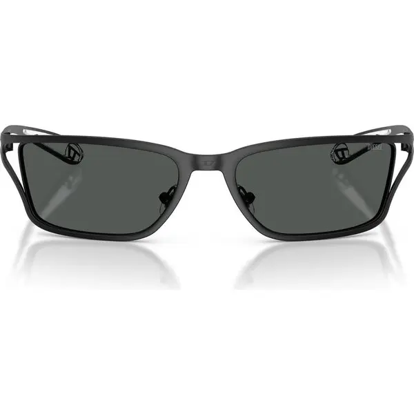 DIESEL® 58mm Rectangular Sunglasses - Matte Black/dark Grey