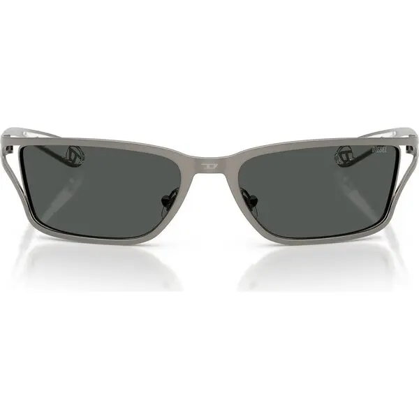 DIESEL® 58mm Rectangular Sunglasses - Matte Gun Metal/dark Grey