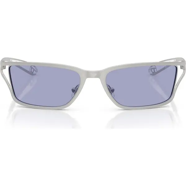 DIESEL® 58mm Rectangular Sunglasses - Matte Silver/violet