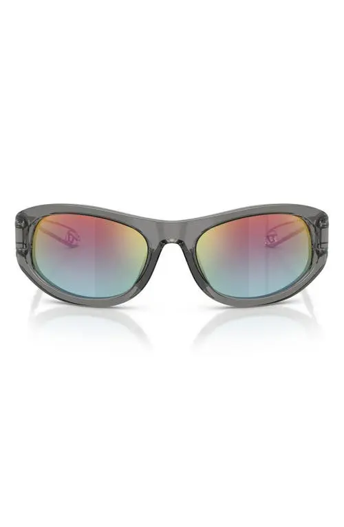 DIESEL® 57mm Gradient Cat Eye Sunglasses - Transparent Grey/green Brown