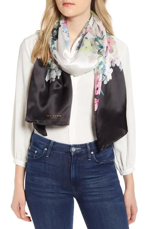 Ted Baker London Perriee Pergola Floral Silk Scarf - Ivory/black