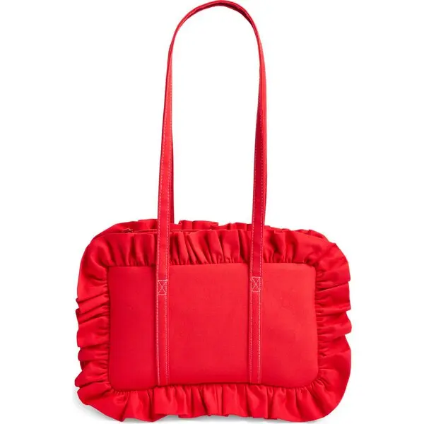 BAGGY LONDON Ruffle Twill Bowler Bag - Red