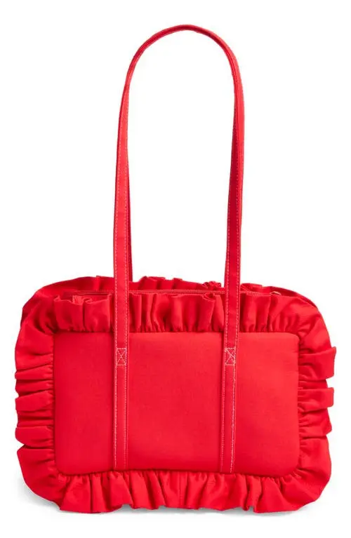 BAGGY LONDON Ruffle Twill Bowler Bag - Red