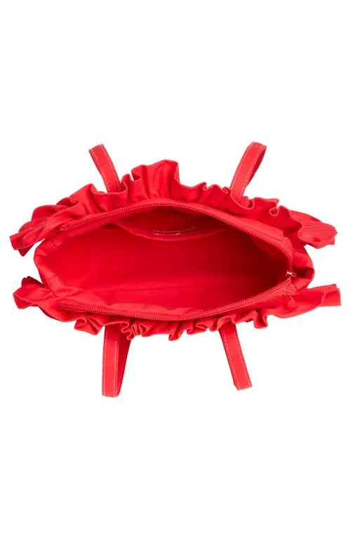 BAGGY LONDON Ruffle Twill Bowler Bag - Red