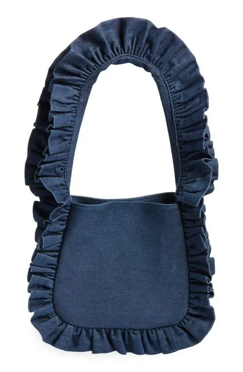 BAGGY LONDON Ruffle Twill Tote - Denim