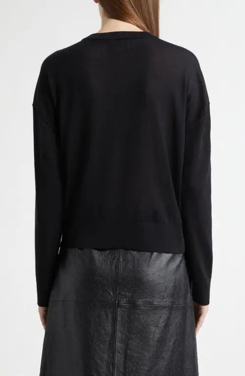 Loulou De Saison Kita Fine Knit Cashmere Crewneck Cardigan - Black