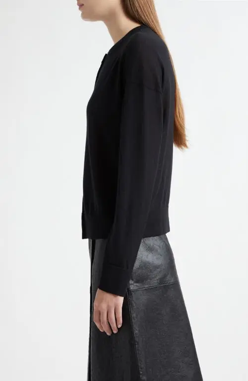 Loulou De Saison Kita Fine Knit Cashmere Crewneck Cardigan - Black