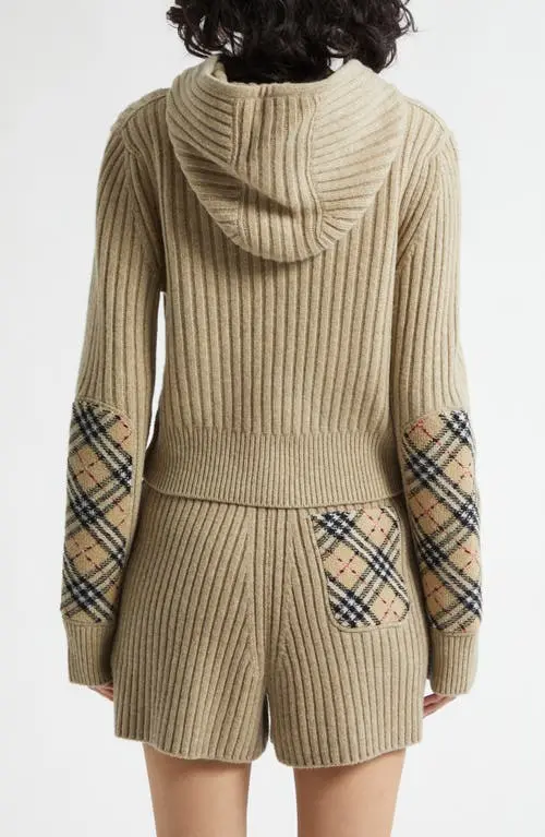 Burberry Phyllis Check Patch Wool & Cashmere Hoodie