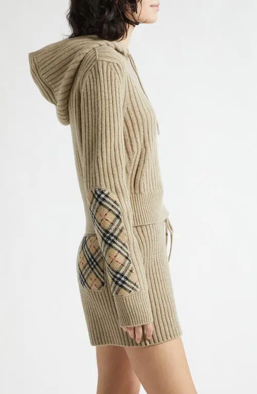 Burberry Phyllis Check Patch Wool & Cashmere Hoodie