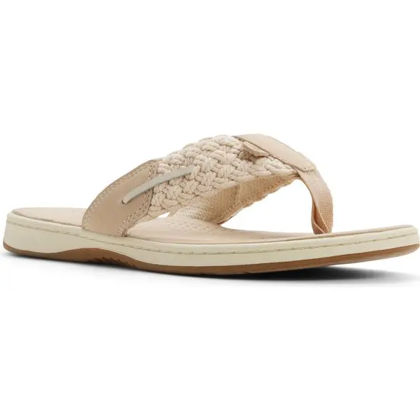 Sperry Braided Thong Sandals - White/bone