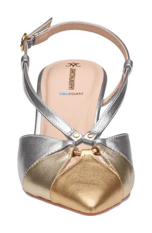 Johnston & Murphy Lindsey Ring Slingback Pump - Gold Multi Metallic Sheepskin