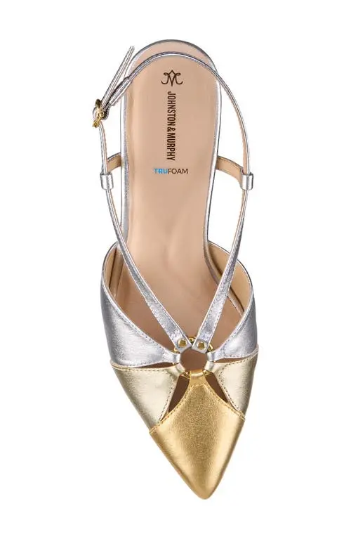 Johnston & Murphy Lindsey Ring Slingback Pump - Gold Multi Metallic Sheepskin