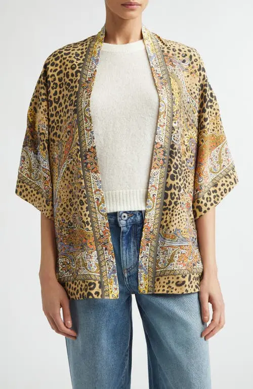 Etro Leopard Paisley Print Silk Jacket