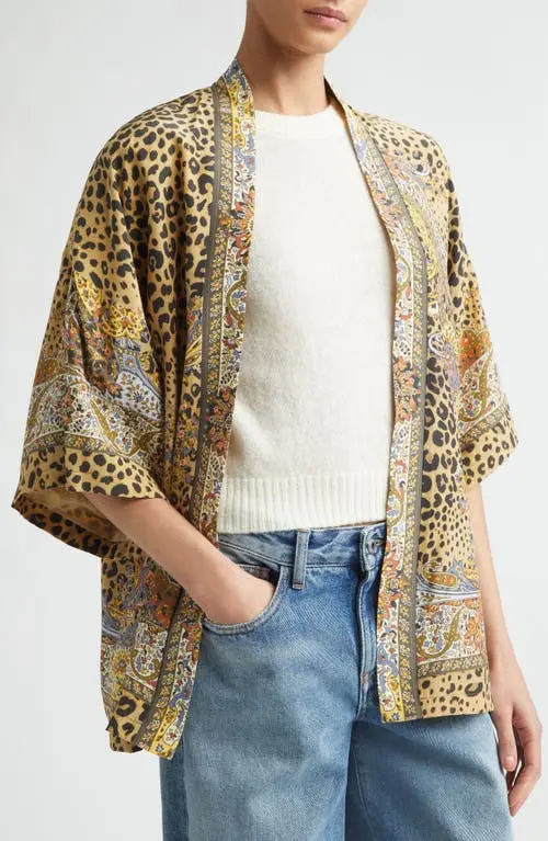 Etro Leopard Paisley Print Silk Jacket
