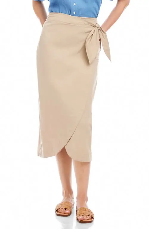 Fifteen Twenty Penelope Wrap Midi Skirt - Stone