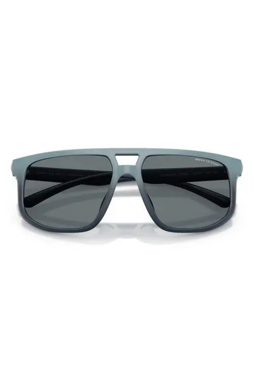 Armani Exchange 58mm Pilot Sunglasses - Matte Blue Gradient/blue