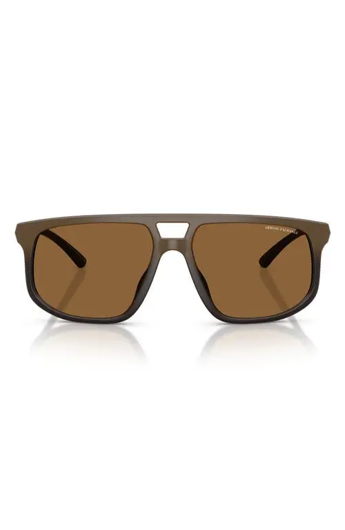 Armani Exchange 58mm Pilot Sunglasses - Matte Brown/brown