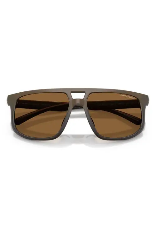 Armani Exchange 58mm Pilot Sunglasses - Matte Brown/brown