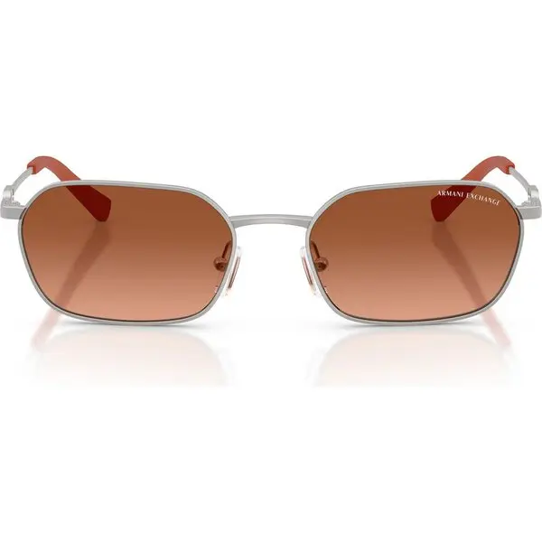 Armani Exchange 54mm Irregular Sunglasses - Matte Silver/orange Brown