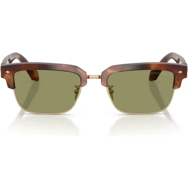 Armani Exchange 52mm Rectangular Sunglasses - Brown Havana/green