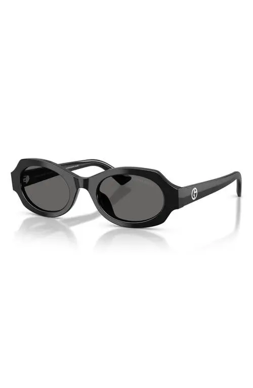 Armani Exchange 49mm Irregular Oval Sunglasses - Black/grey