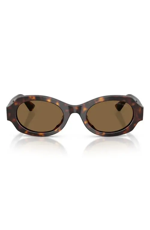 Armani Exchange 49mm Irregular Oval Sunglasses - Havana/brown