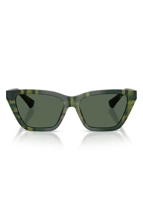 Burberry 54mm Cat Eye Sunglasses - Check Green/dark Green