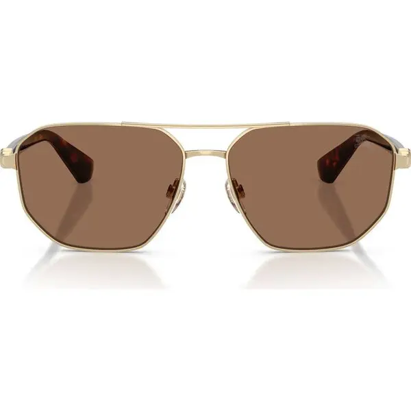 Burberry 60mm Pilot Sunglasses - Light Gold/dark Brown