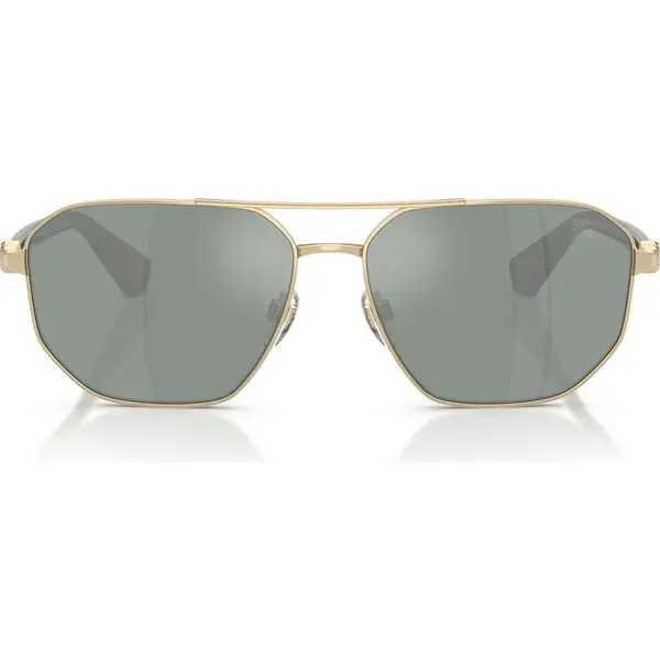Burberry 60mm Pilot Sunglasses - Light Gold/green Silver