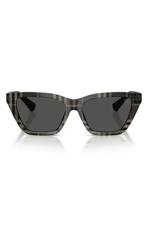 Burberry 54mm Cat Eye Sunglasses - Check Grey/dark Grey