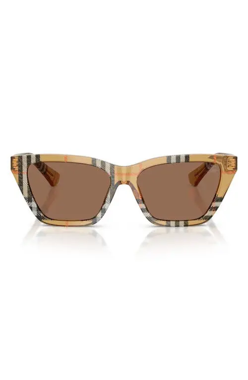 Burberry 54mm Cat Eye Sunglasses - Check Sand/dark Brown