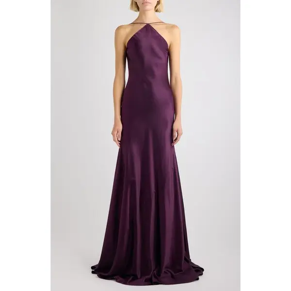 Alaïa Curved Silk Satin Gown