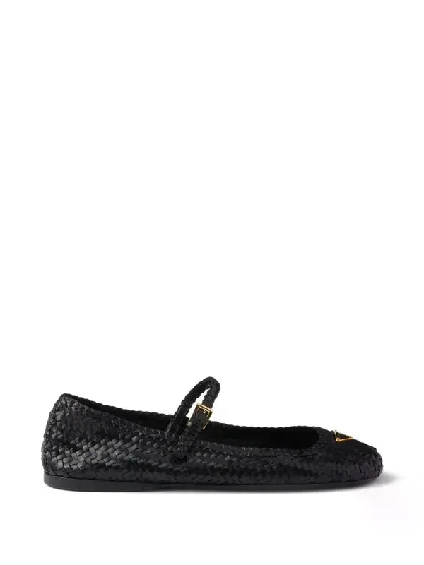 Prada Woven Ballet Flats - Black