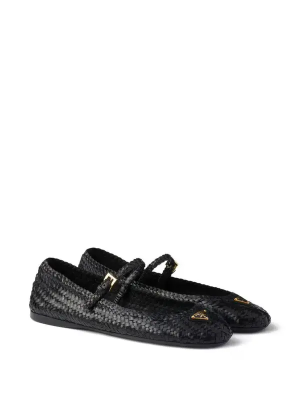 Prada Woven Ballet Flats - Black