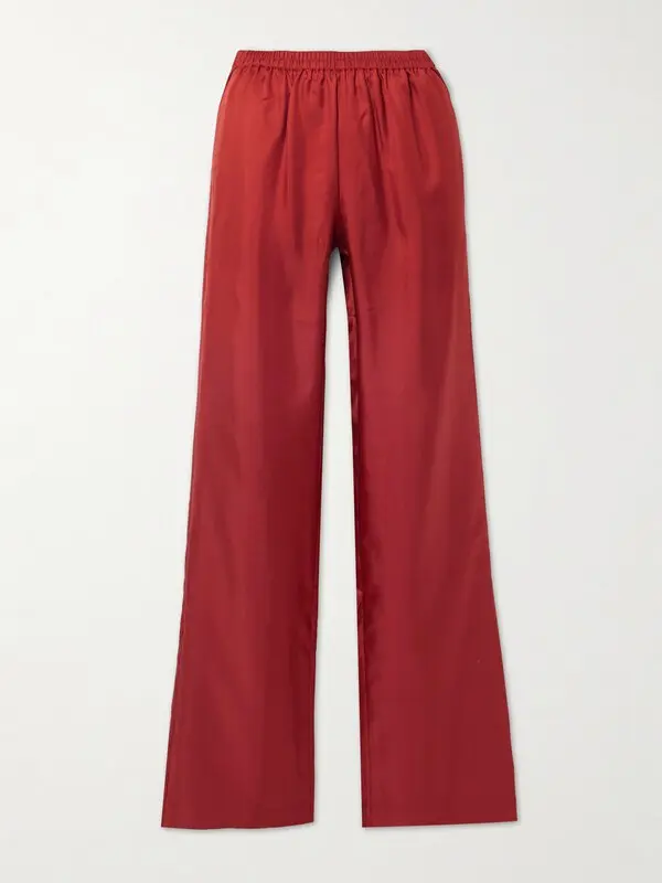 Loulou De Saison Alera Silk-twill Wide-leg Pants - Red