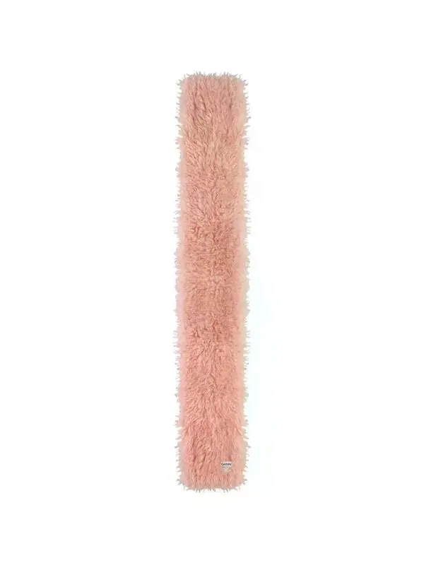 GANNI Fluffy-texture Scarf - Pink
