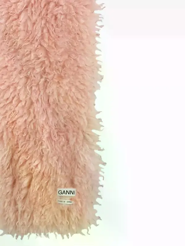 GANNI Fluffy-texture Scarf - Pink