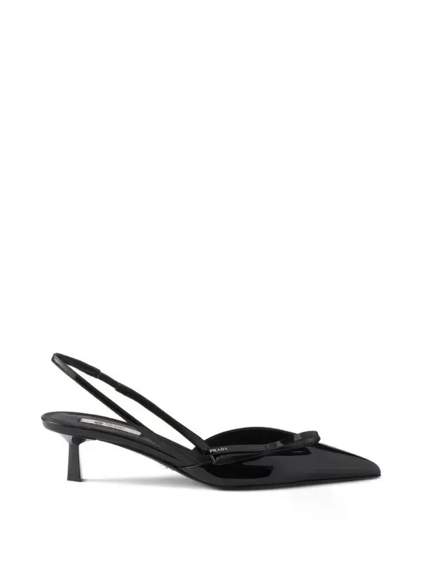 Prada Bow Slingback Leather Pumps - Black